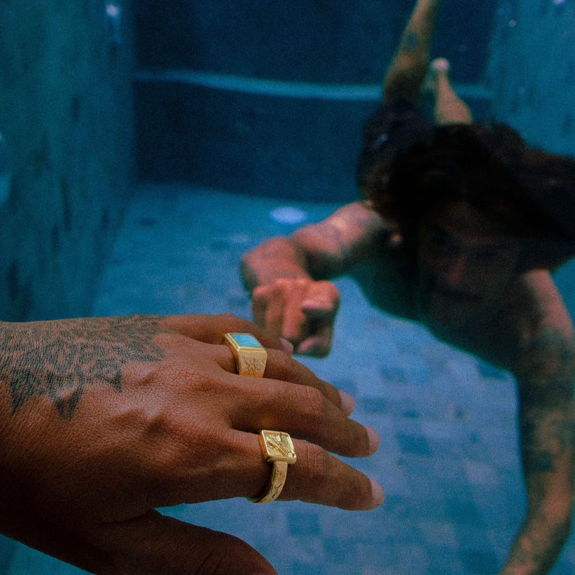 Tibetan Turquoise Dreamer | Handmade Gold Ring - Salty Dagger