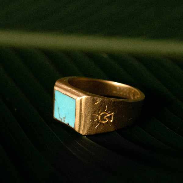 Tibetan Turquoise Dreamer | Handmade Gold Ring - Salty Dagger